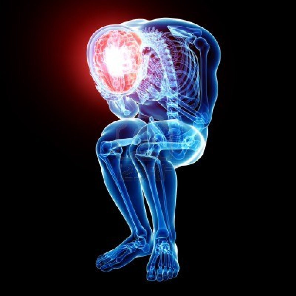 15482560-brain-pain-in-black | Family Health Chiropractic